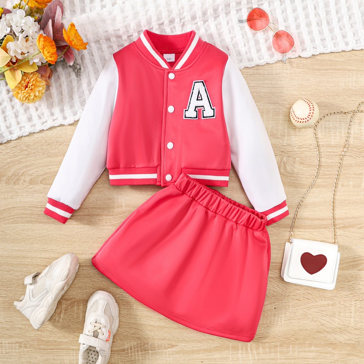 🎀 “All-Star Style: Toddler Girls’ Baseball Jacket & Skirt Set” – Kids ...